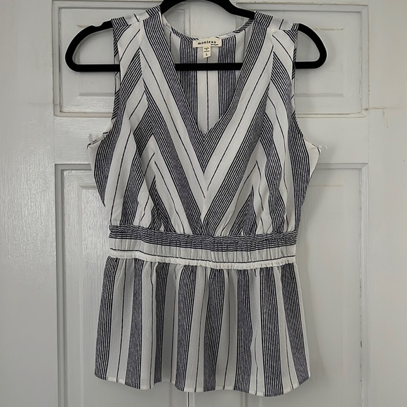 Monteau | Tops | Monteau Peplum Vneck Tank Blouse L | Poshmark